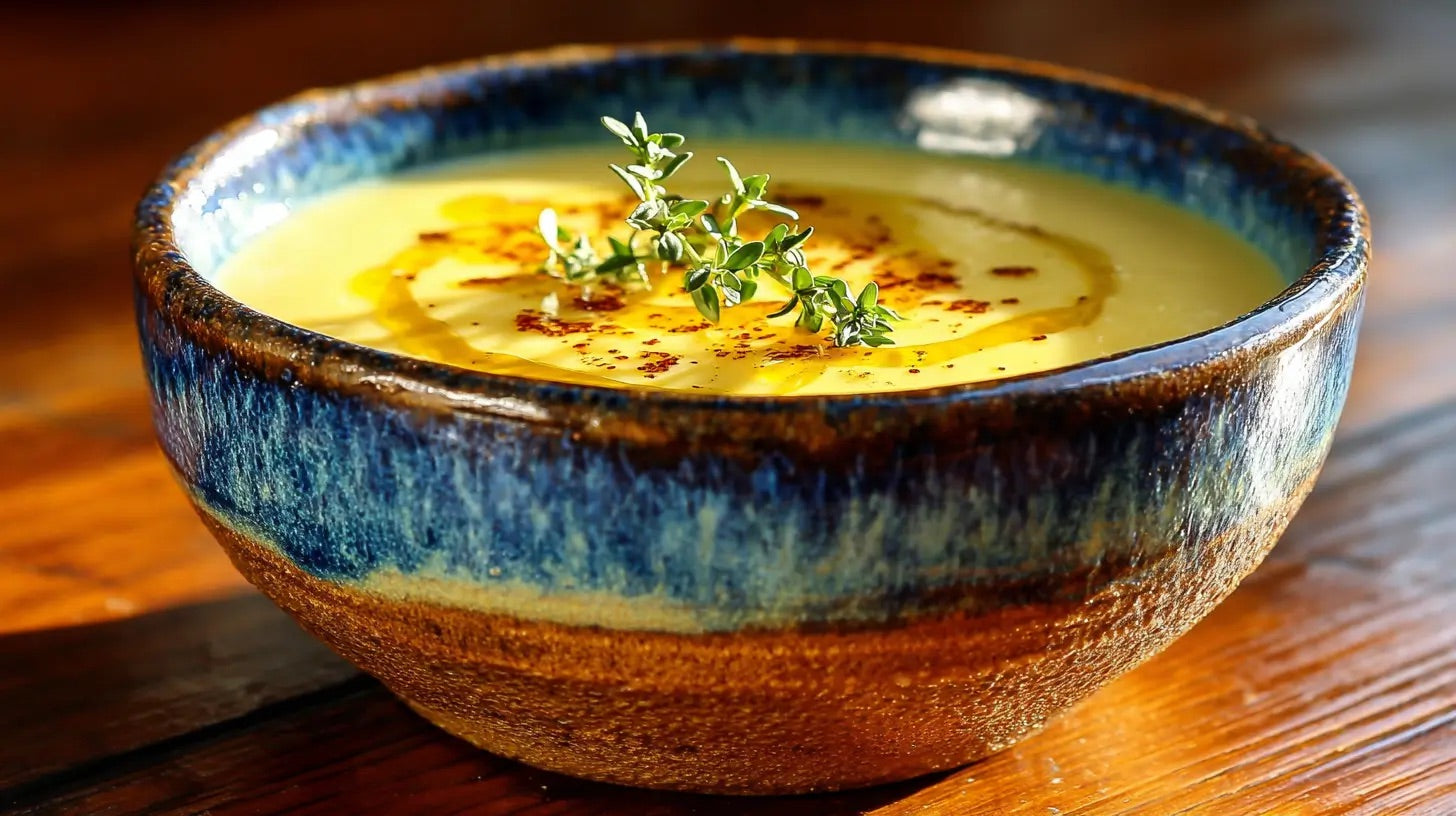 🌽 Crème de maïs vegan à l’ail noir et thym – FrancoisLambert.One